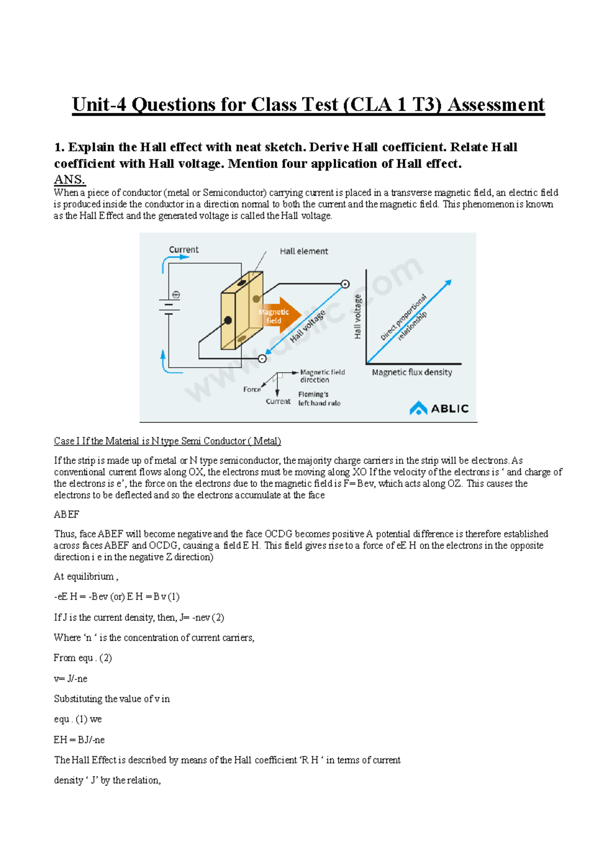 Unit - Unit-4 Questions for Class Test (CLA 1 T3) Assessment 1. Explain ...