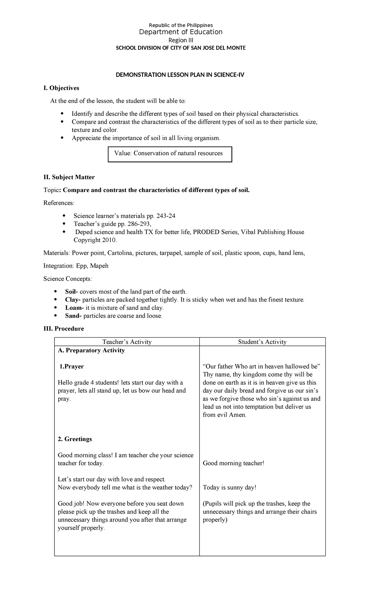 Detailed lp in science 4 - DEMONSTRATION LESSON PLAN IN SCIENCE-IV I ...