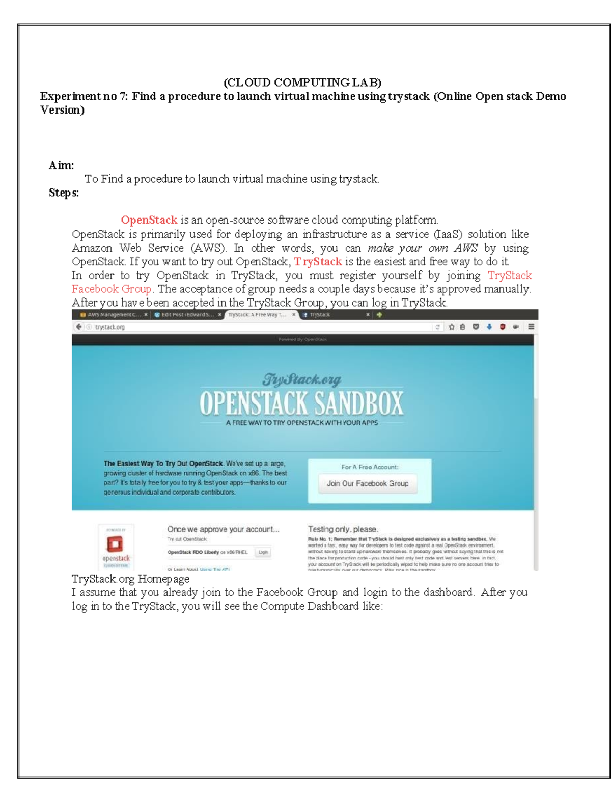 Exp 5,6 in cloud computing lab - (CLOUD COMPUTING LAB) Experiment no 7 ...