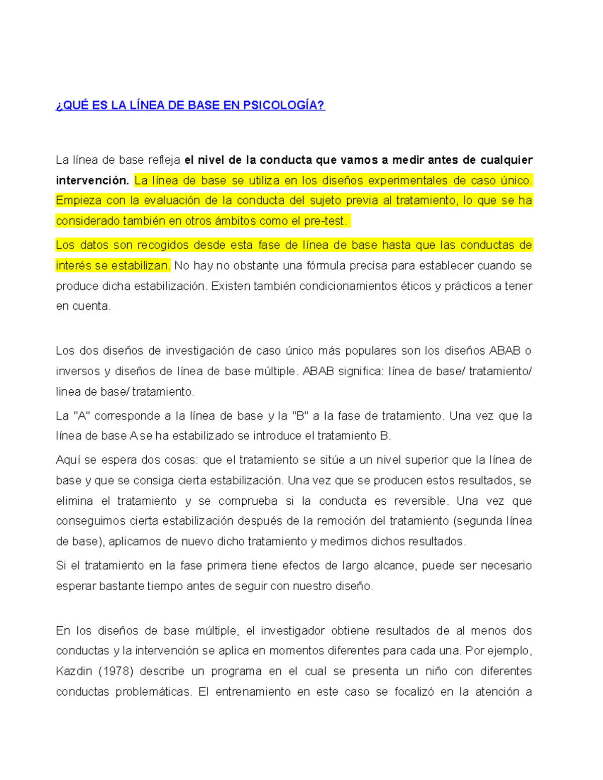 Linea base - ¿QUÉ ES LA LÍNEA DE BASE EN PSICOLOGÍA? La línea de base ...