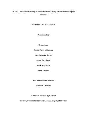 Chapter 5 - QUALITATIVE RESEARCH - CHAPTER V SUMMARY OF FINDINGS ...