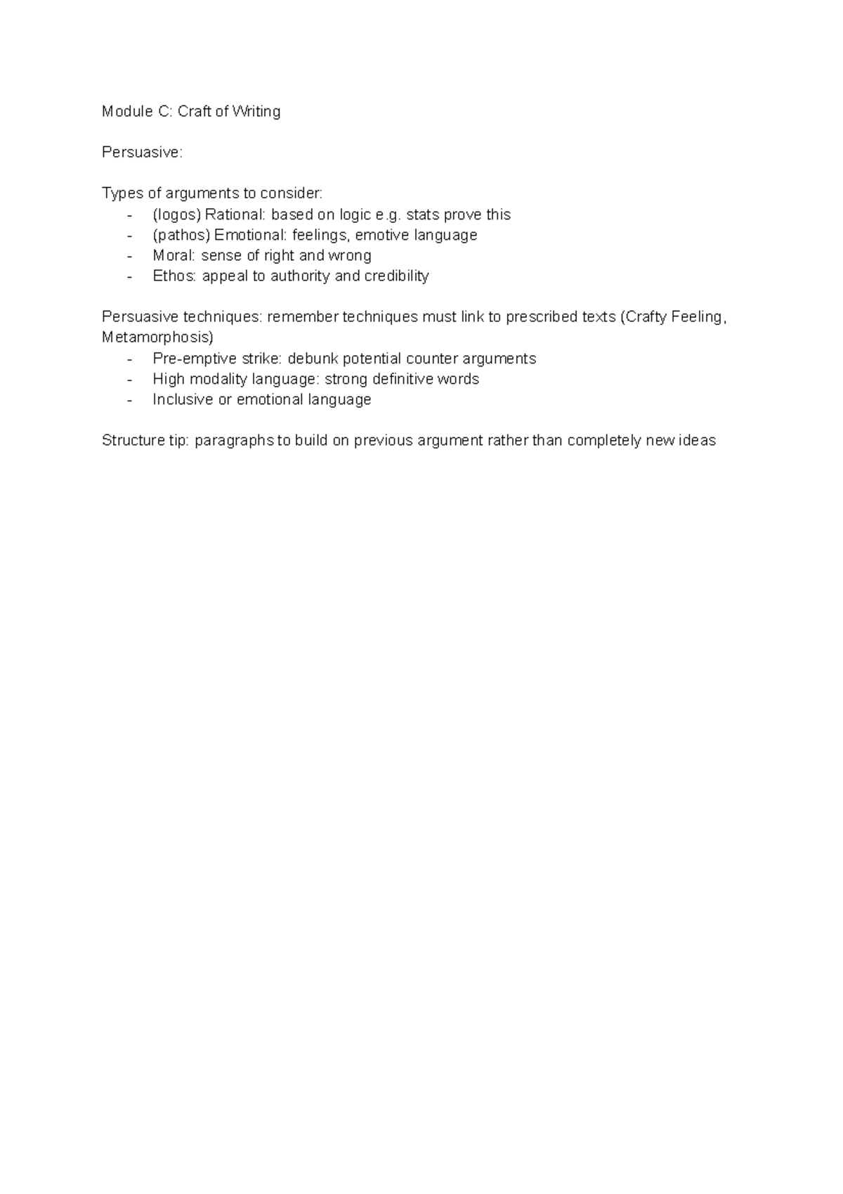 Module C Craft of Writing Questions - Module C: Craft of Writing ...