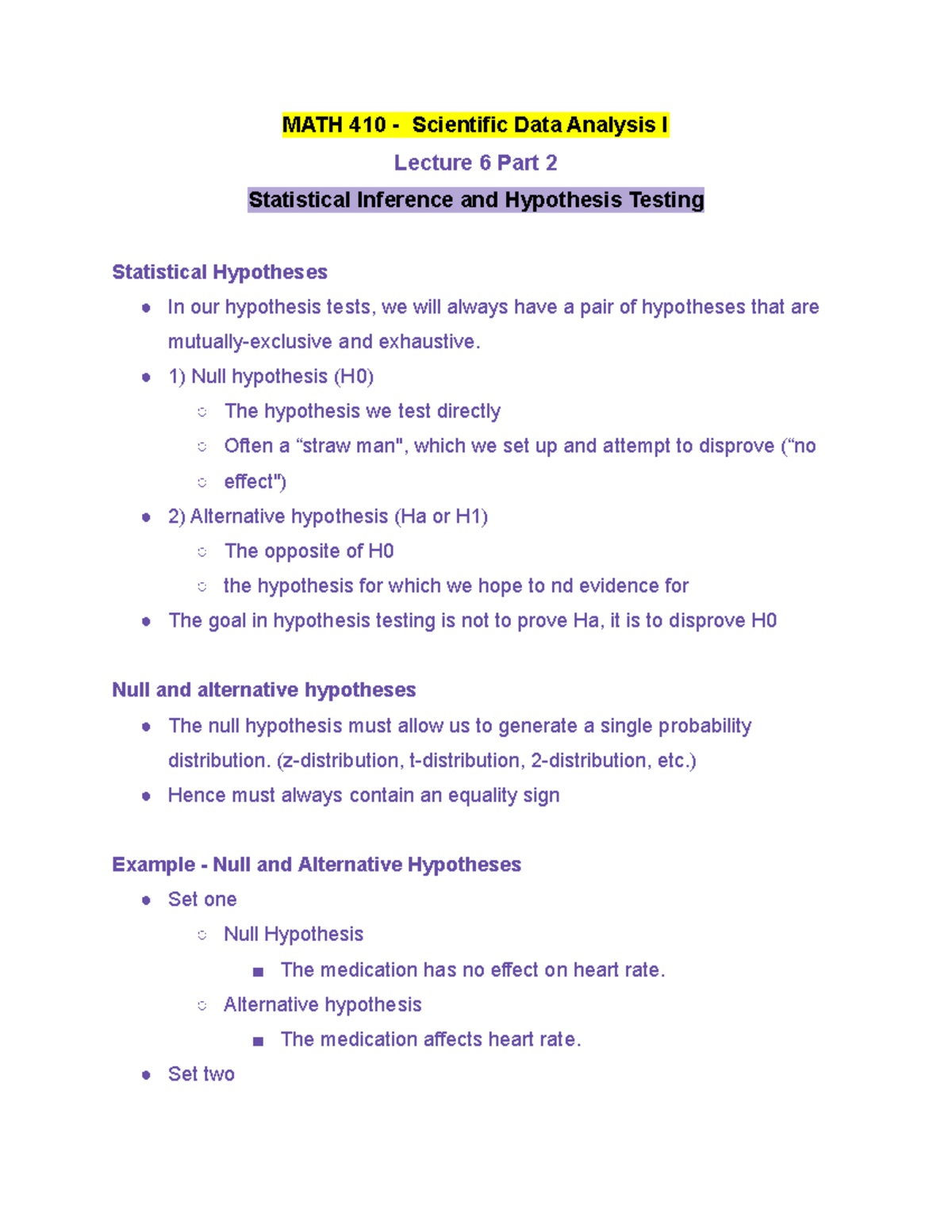 MATH 410 Lecture 6 Part 2 Fall 2020 - MATH 410 - Scientific Data Analysis I Lecture 6 Part 2 ...