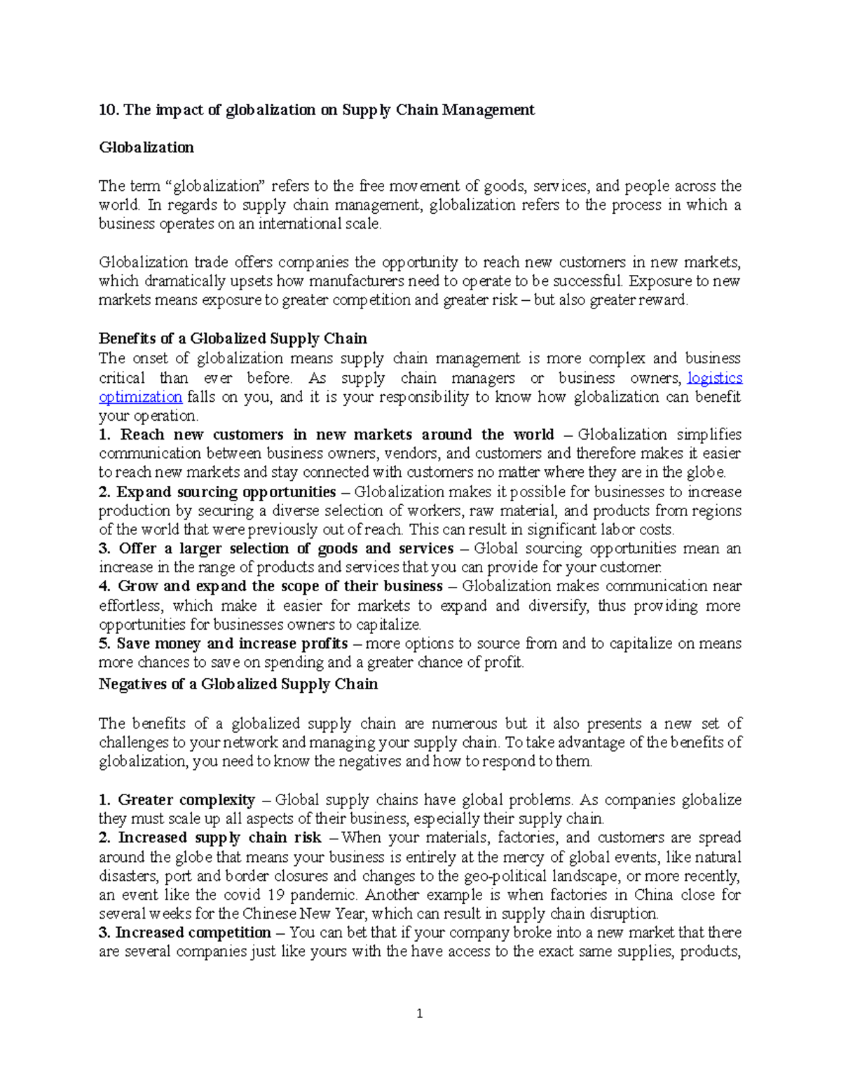 10. The impact of globalization on supply chain management - The impact ...