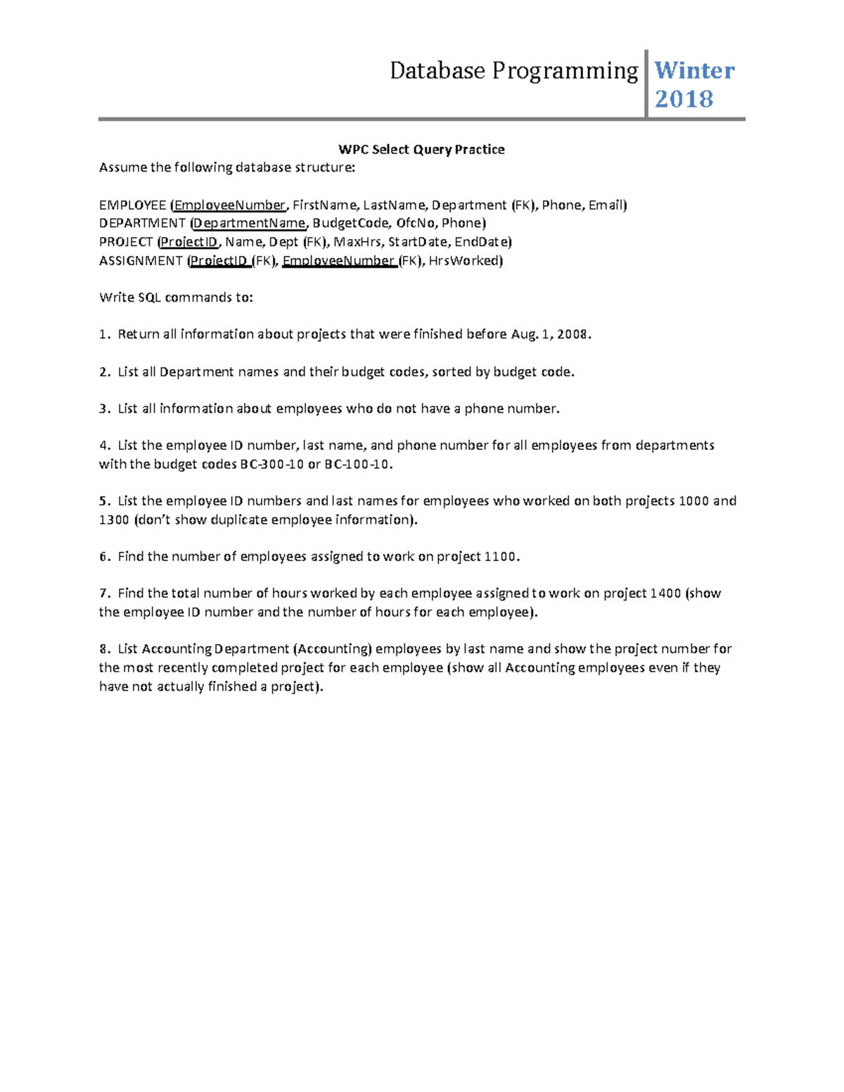 SQL 5 practice to improve SQL Skills for the test - Database ...