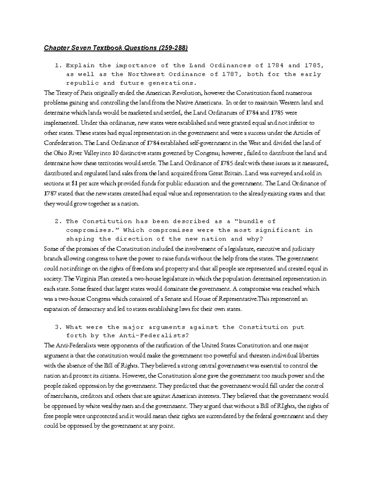 Chapter Seven Textbook Questions (259-288) - Chapter Seven Textbook ...