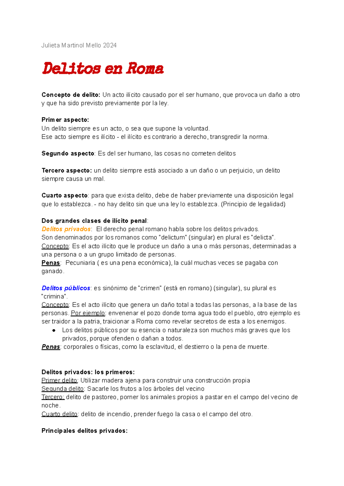 Delitos en Roma - Julieta Martinol Mello 2024 Delitos en Roma Concepto ...