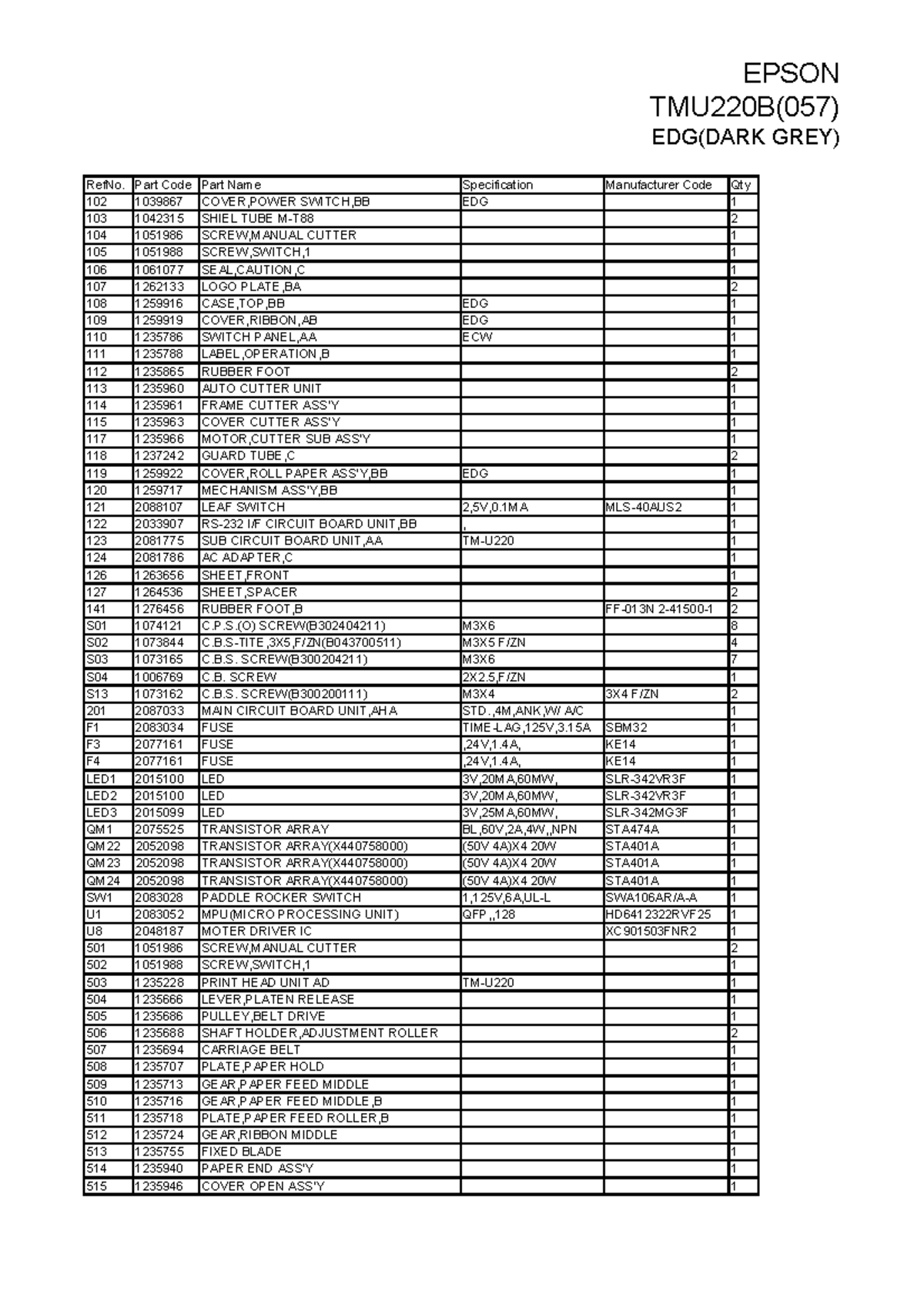 Epson TM-U220B (057)-EDG(Dark Grey) - EPSON TMU220B(057) EDG(DARK GREY ...