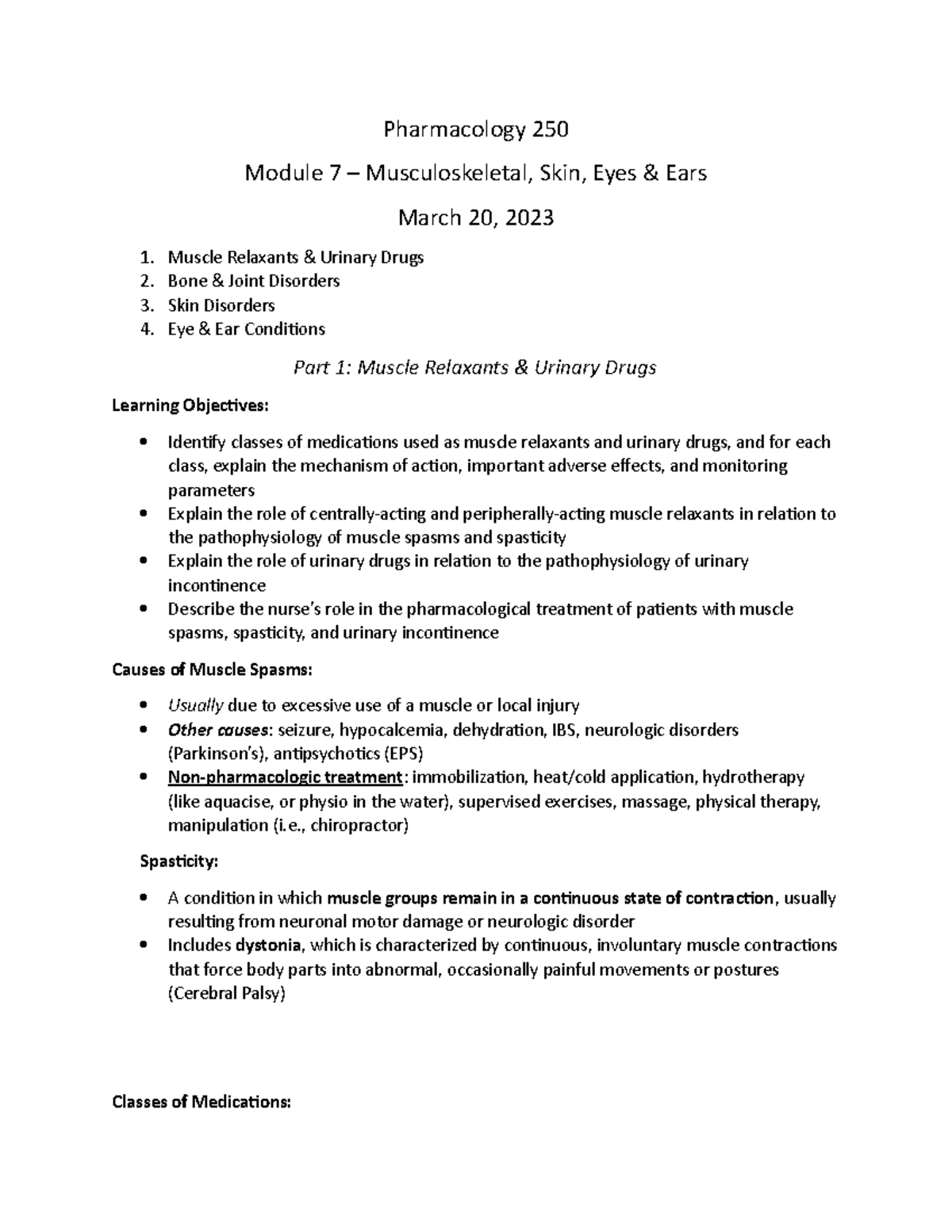 Module 7 - Courtney Charles - Pharmacology 250 Module 7 ...