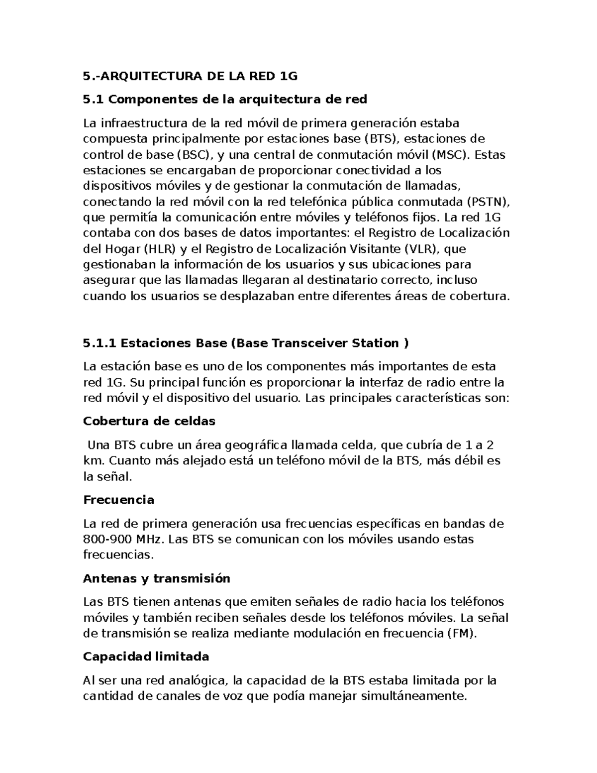 ARQUITECTURA DE RED 1G - 5.-ARQUITECTURA DE LA RED 1G 5 Componentes de ...