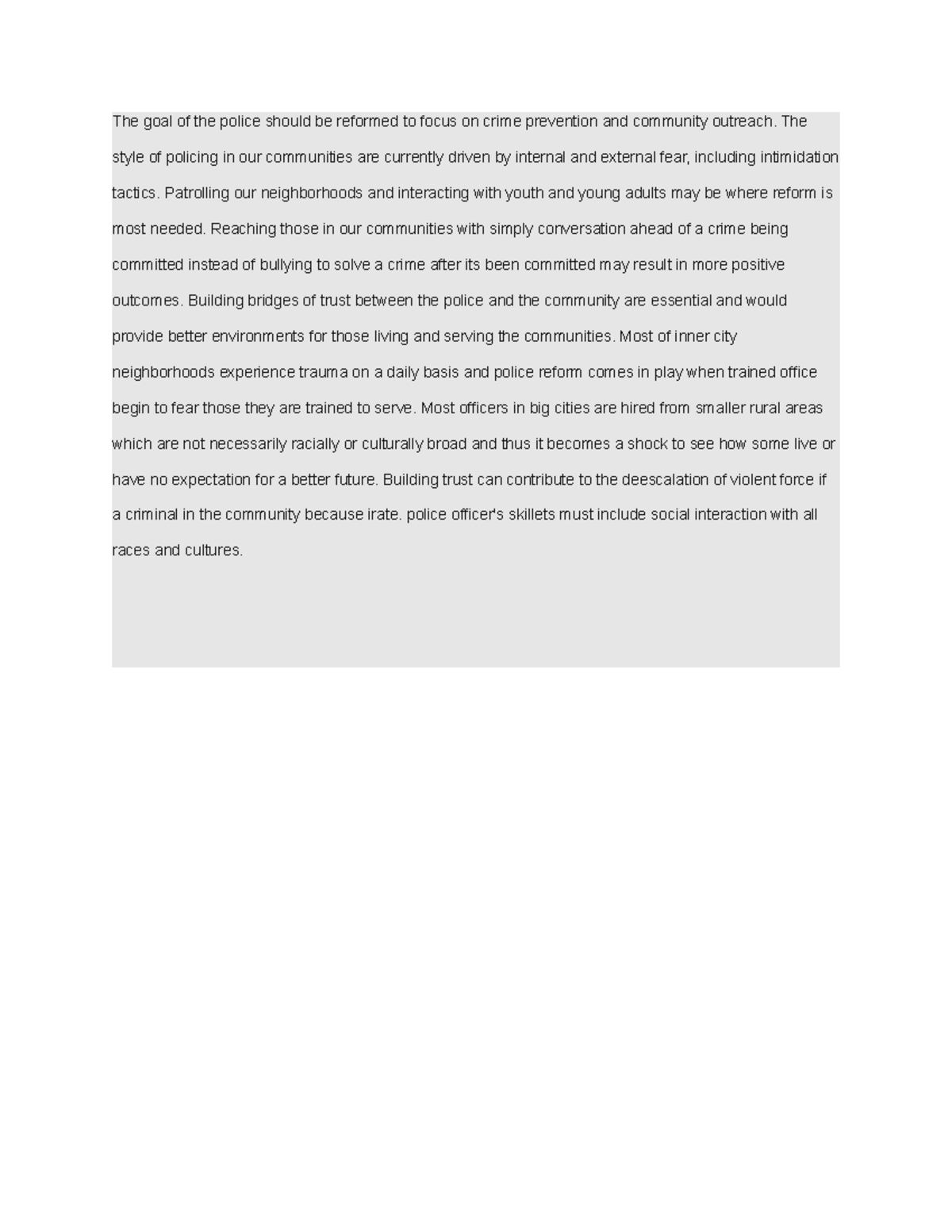 Police reform - notes - The goal of the police should be reformed to ...