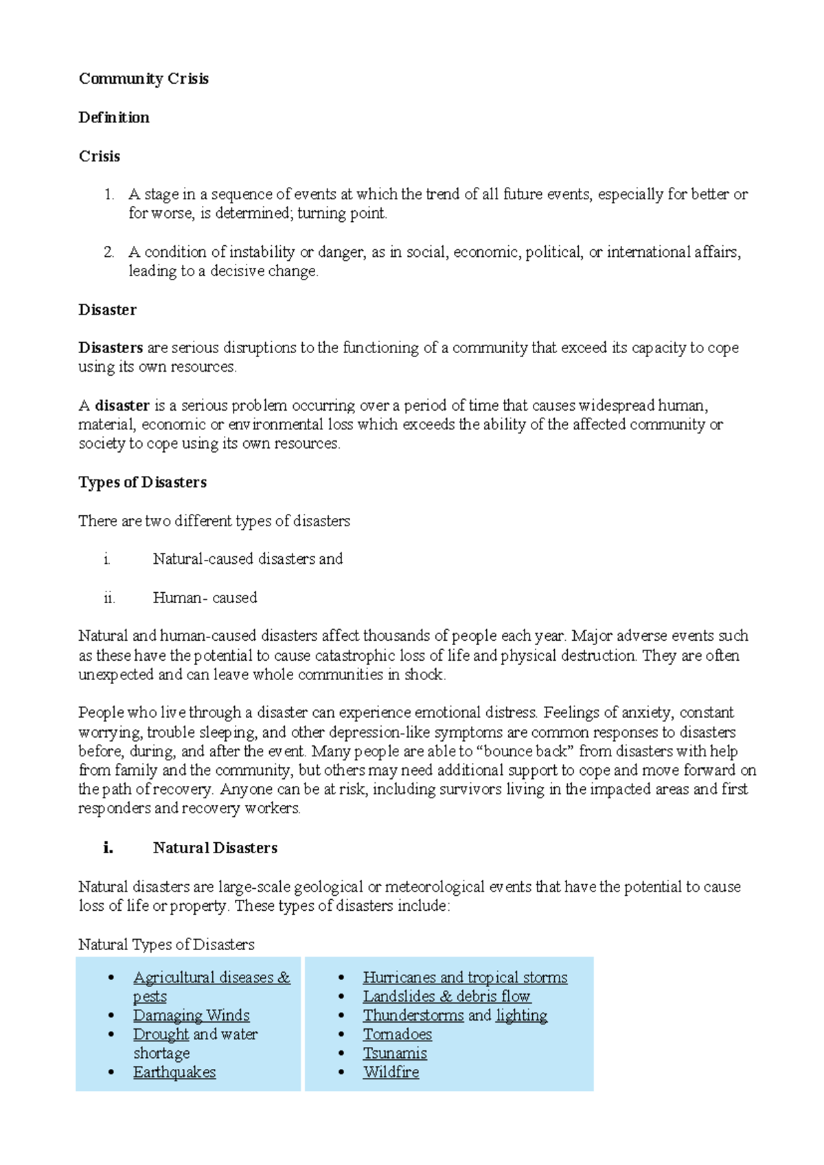 Community Crisis - well formatted - Community Crisis Definition Crisis ...