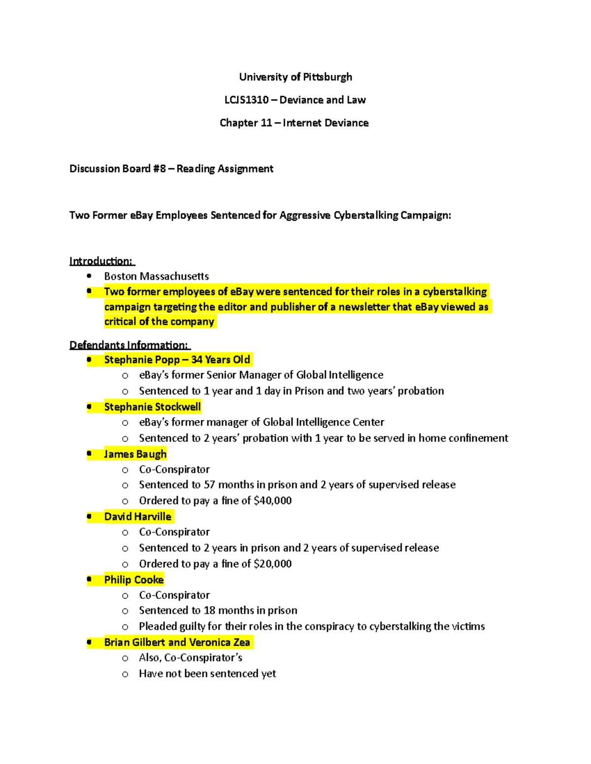 Module 9 - Chapter 11 Assignment Internet Deviance - University of ...