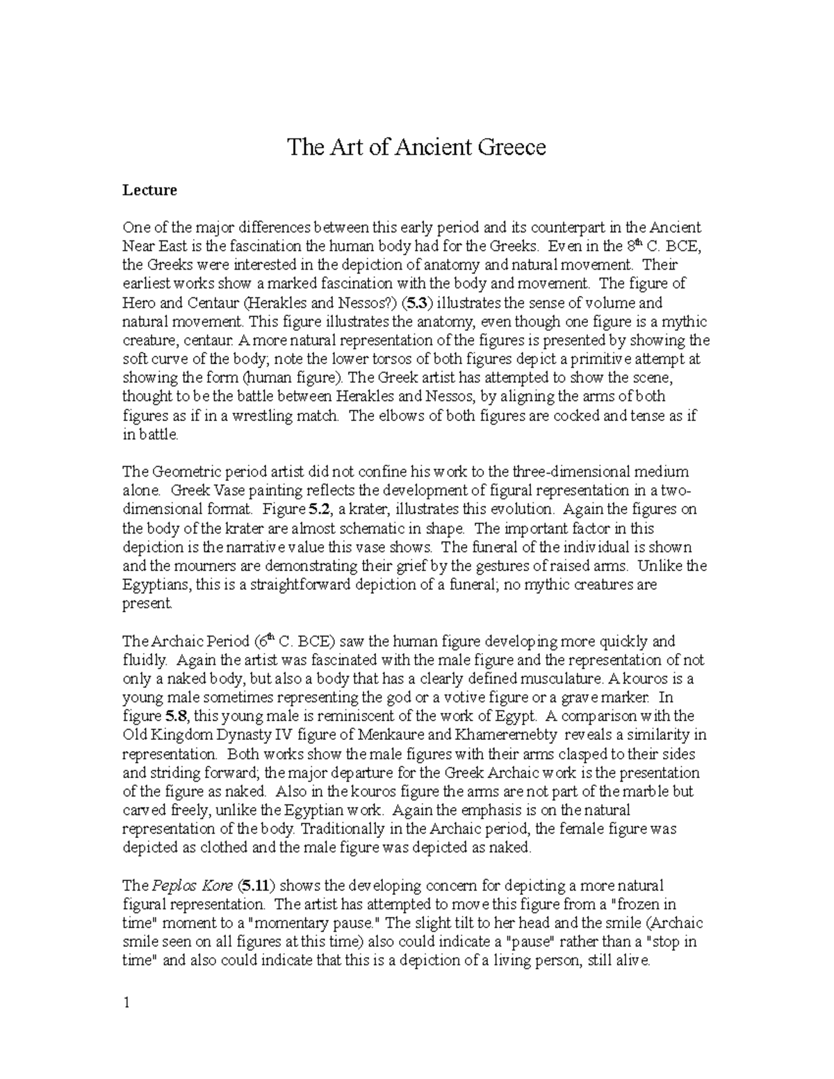 Week 5 Lecture ancient Greece - The Art of Ancient Greece Lecture One ...