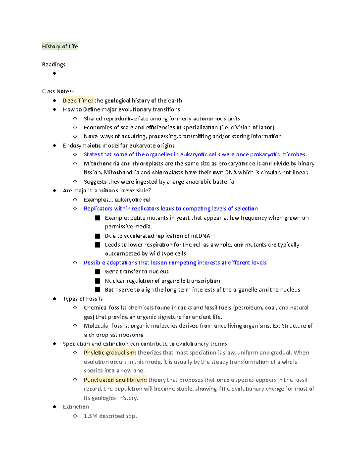 201 unit 3 Notes - History of Life Readings- Class Notes- Deep Time ...