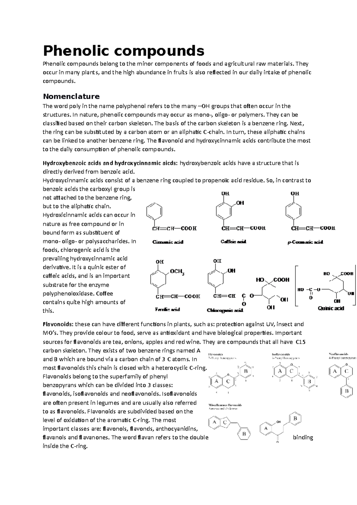 Summary phenolic compounds - Phenolic compounds Phenolic compounds ...