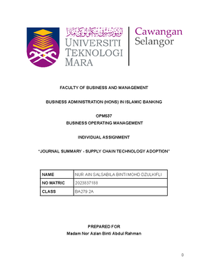 OPM530 Individual Assignment Rubric - FACULTY OF BUSINESS AND ...