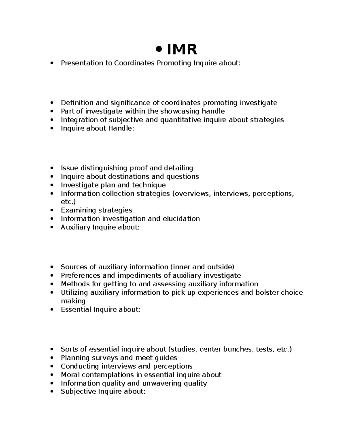 Imr Notes Imr Presentation To Coordinates Promoting Inquire About