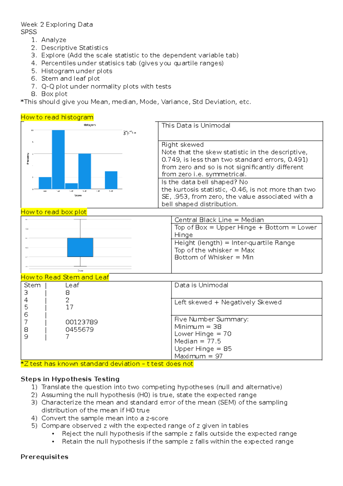 Quantitative Exam PREP - Week 2 Exploring Data SPSS 1. Analyze 2. Descriptive Statistics 3 ...