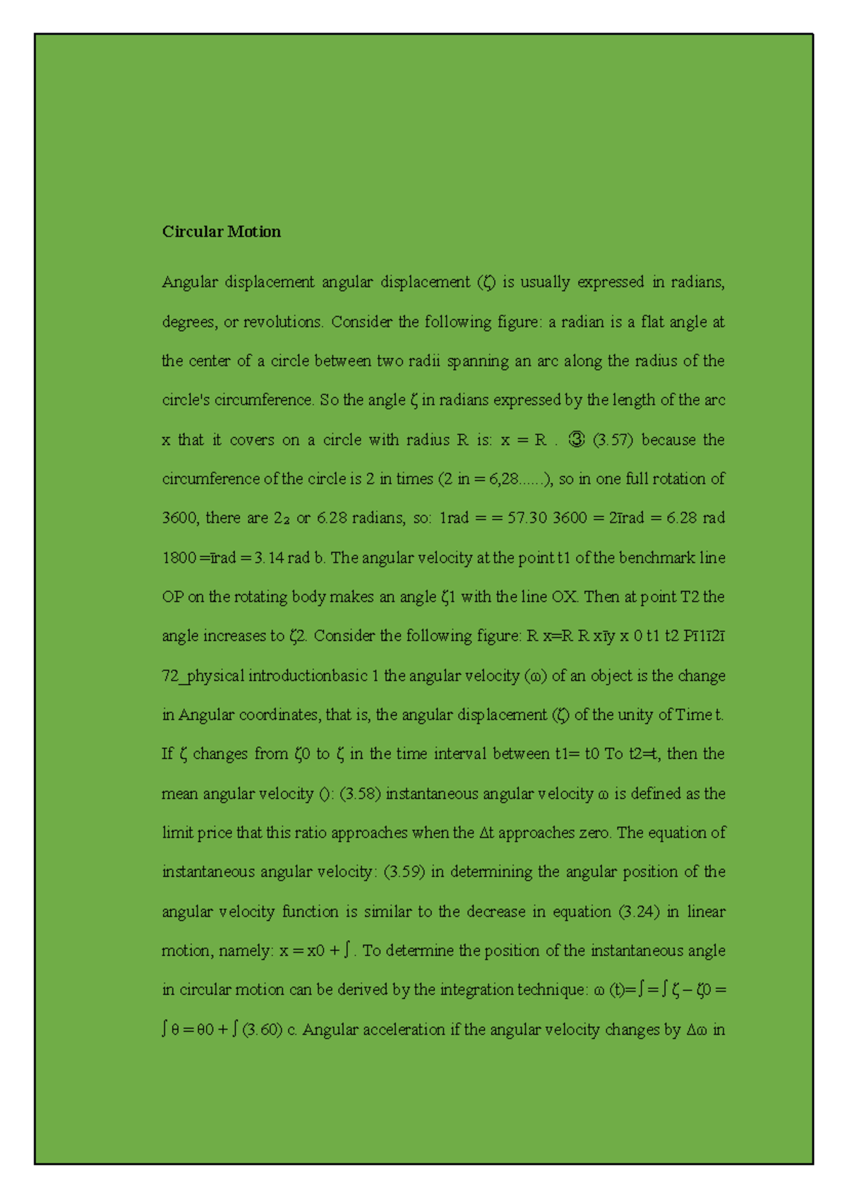 College Notes - Circular Motion - Circular Motion Angular displacement ...