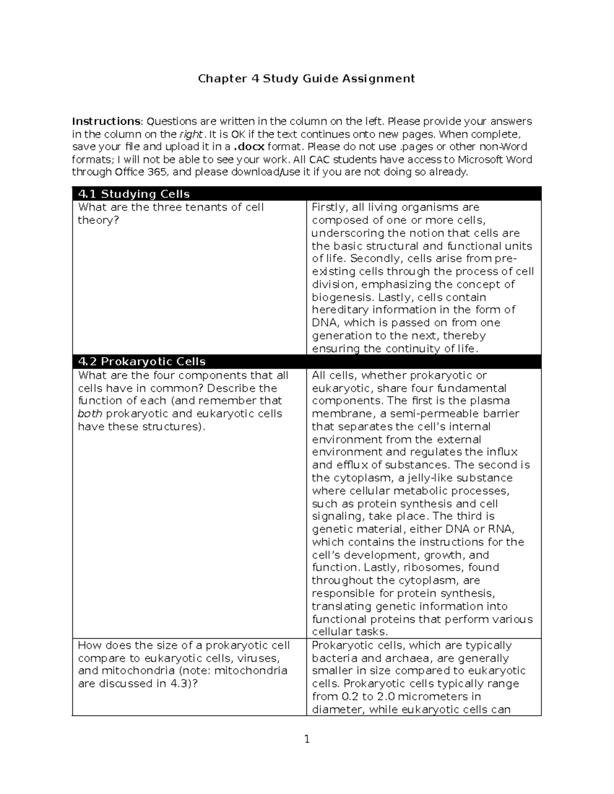 BIO Chapter 4 Study Guide Assignment - Chapter 4 Study Guide Assignment ...