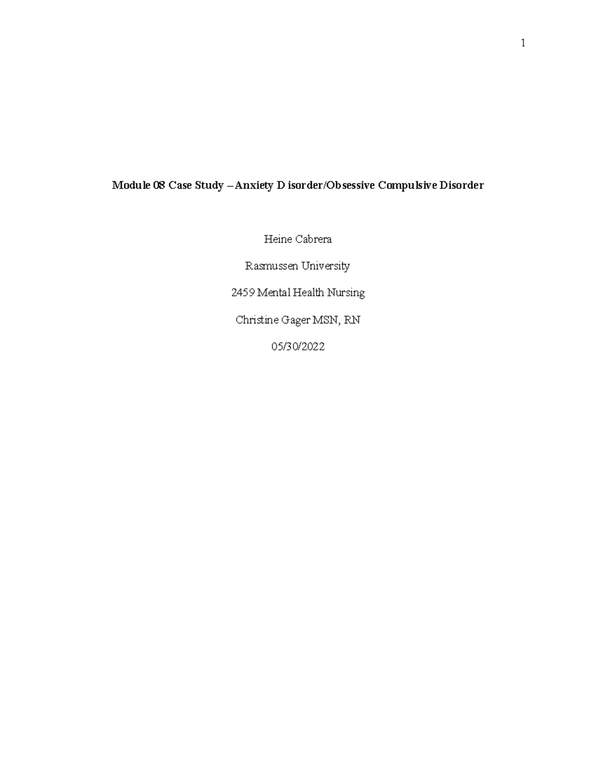 Module 08 case study - assignment - Module 08 Case Study – Anxiety ...