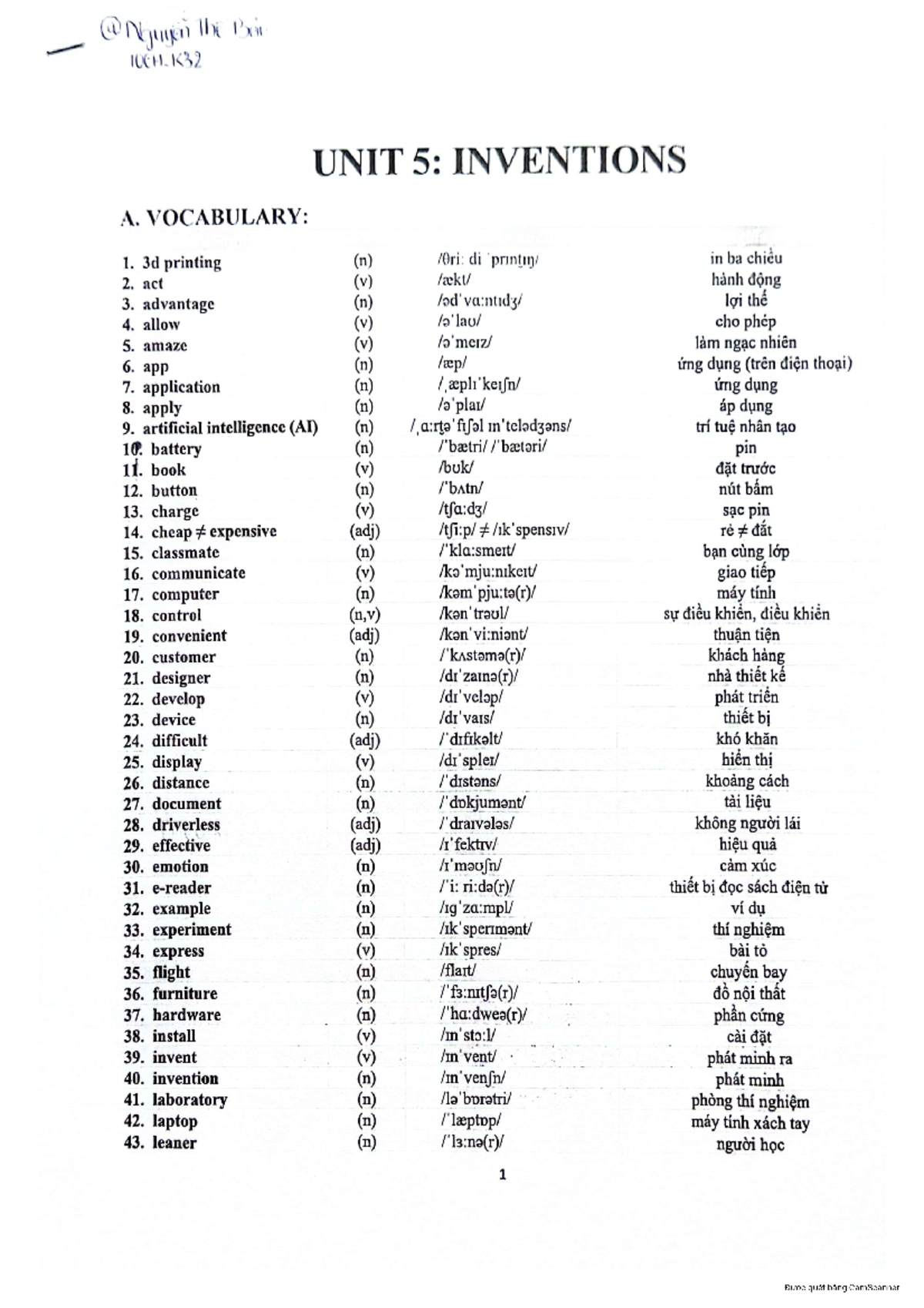Unit 5. Inventions - Unit 5 - @Ngwyn the Bxil IOCH UNIT 5: INVENTIONS A ...