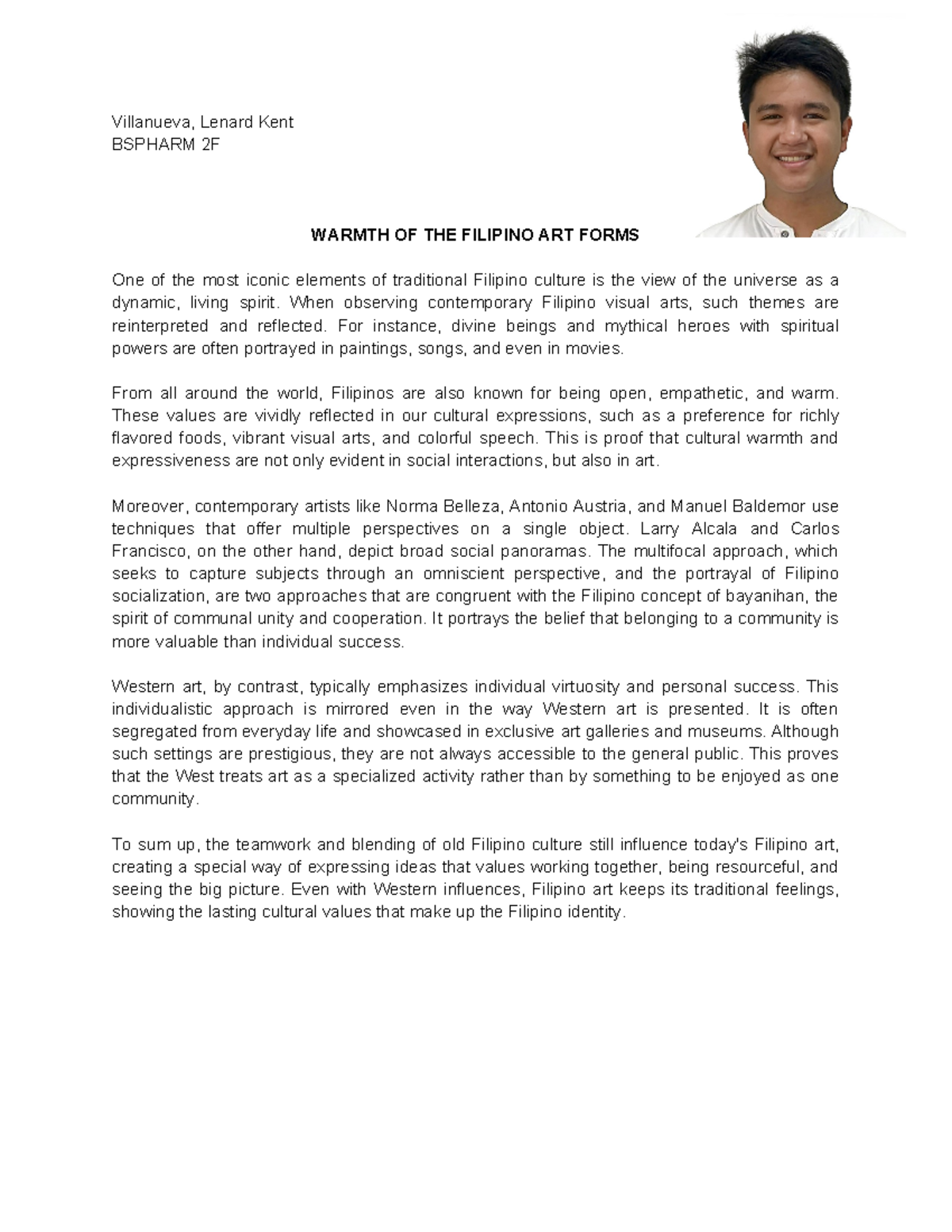 Villanueva, Lenard Kent ART APP - Villanueva, Lenard Kent BSPHARM 2F ...