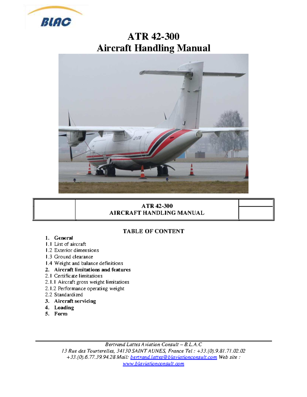 ATR 42 300 Aircraft Handling Manual ATR - Bertrand Lattes Aviation ...