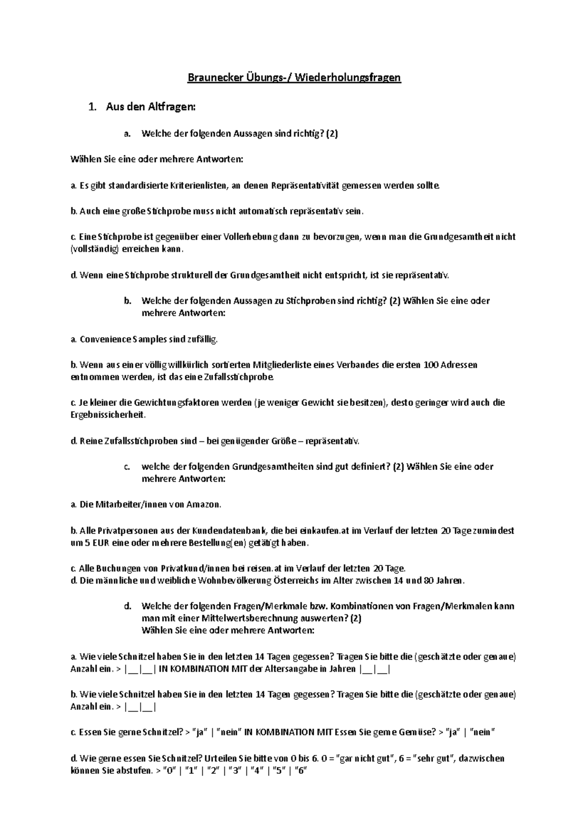 Braunecker Übungsfragen - Braunecker Übungs-/ Wiederholungsfragen Aus ...