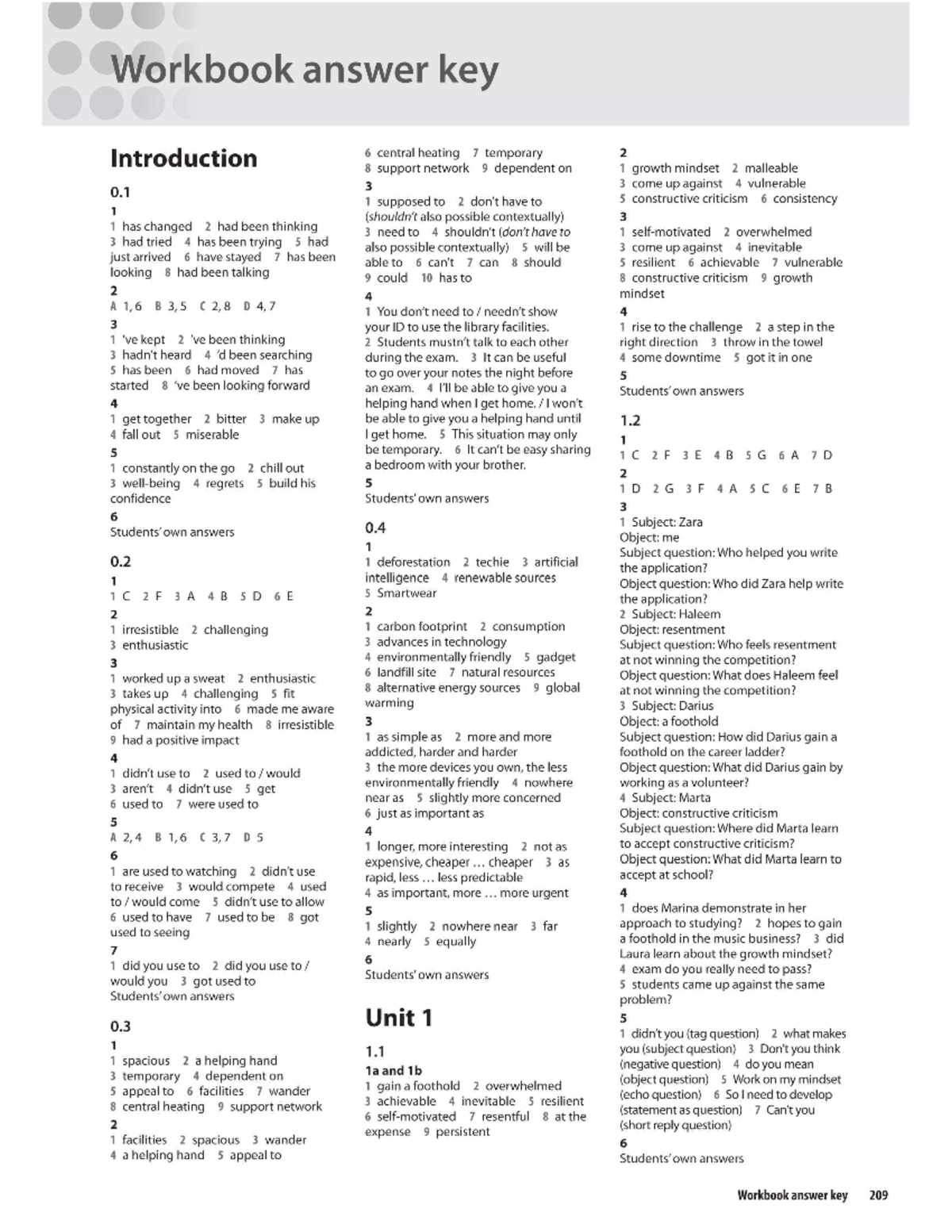 Life Vision Advance WB key - Workbook answer key Introduction 6 central ...