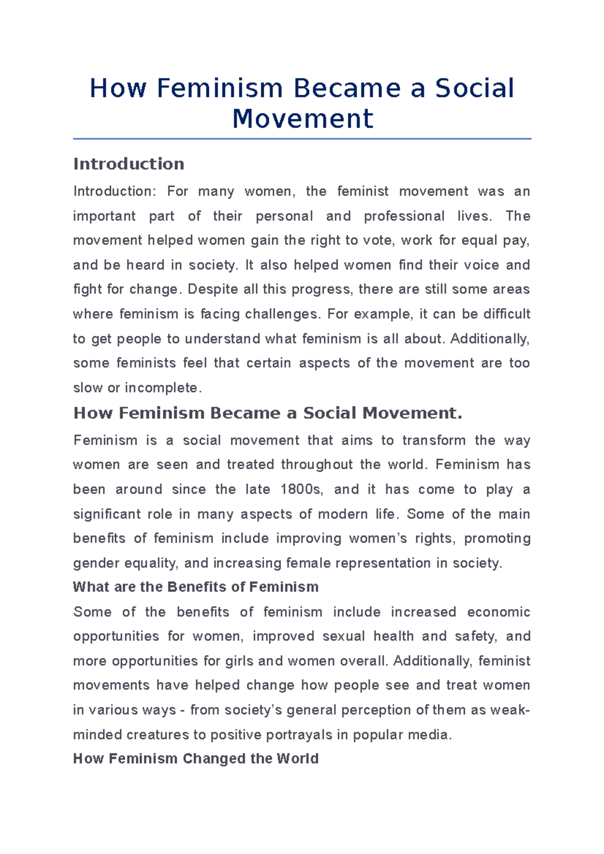 How Feminism Became a Social Movement - How Feminism Became a Social ...