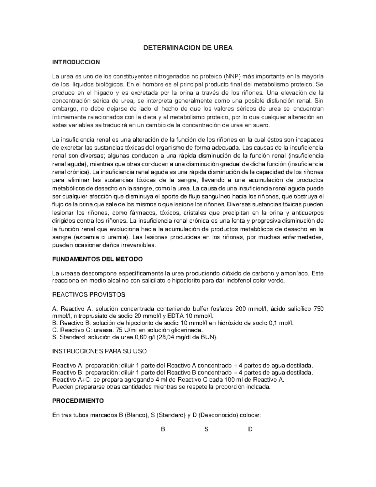 Sesión 10 Práctica Determinación DE UREA - DETERMINACION DE UREA ...