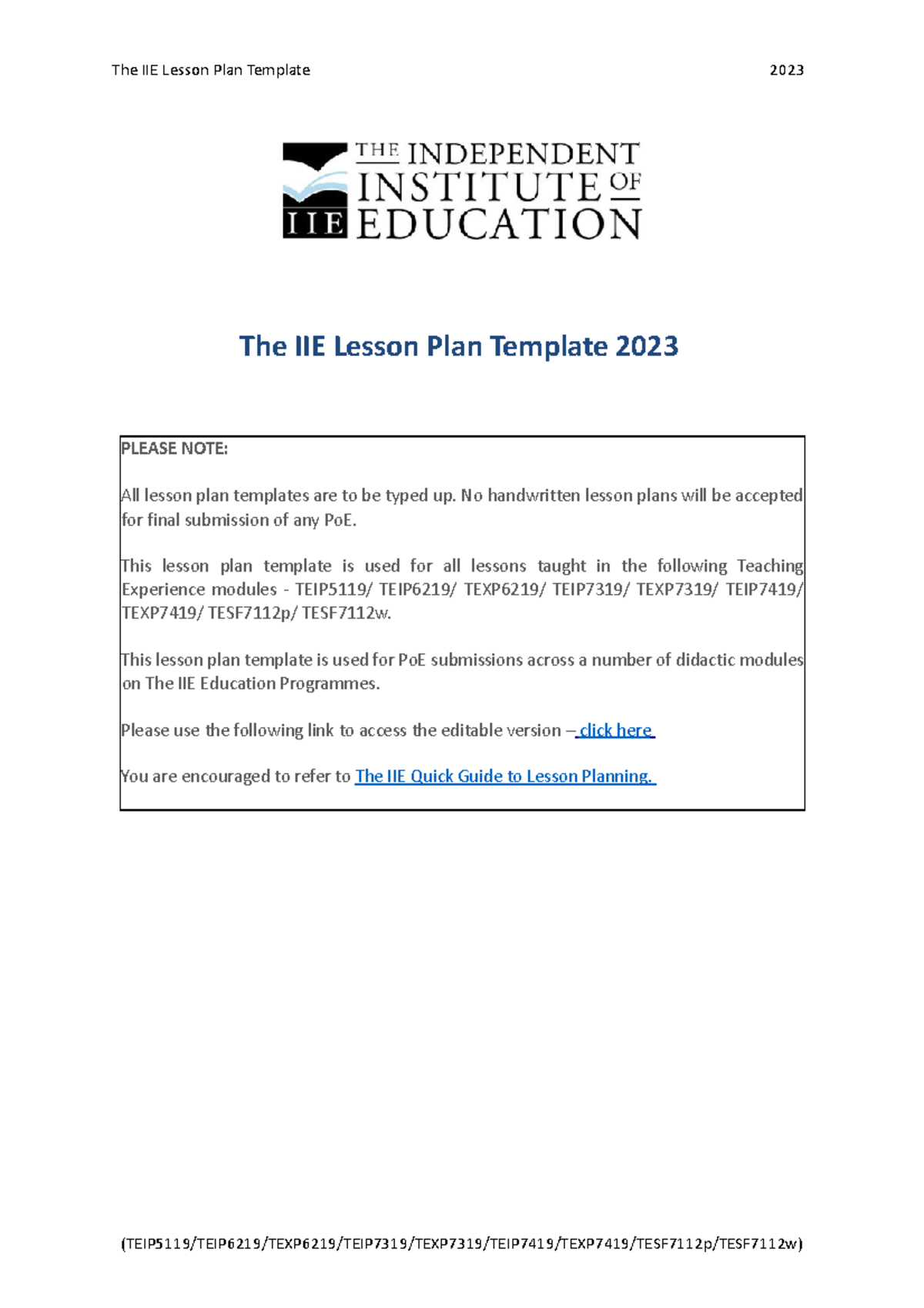 Maths independent lesson plan.pdf - The IIE Lesson Plan Template 2023 ...