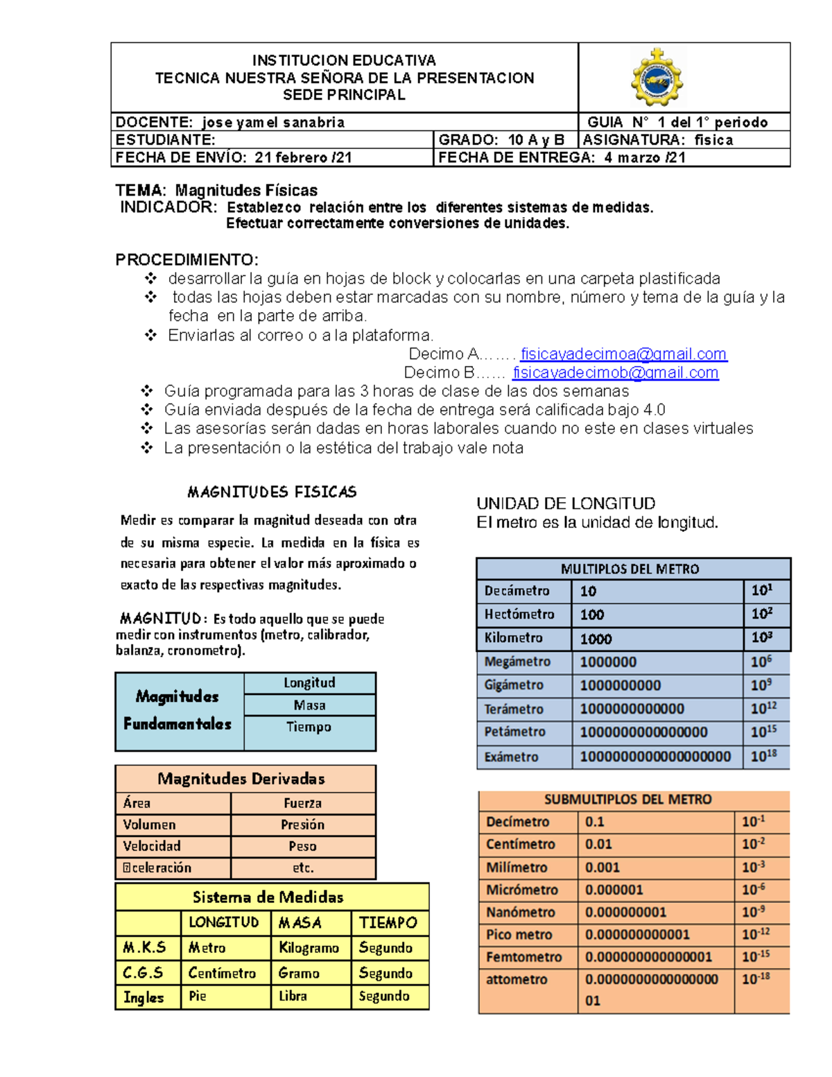 GUÍA N°1-Las Magnitudes Físicas [BASE] - TEMA : Magnitudes Físicas ...