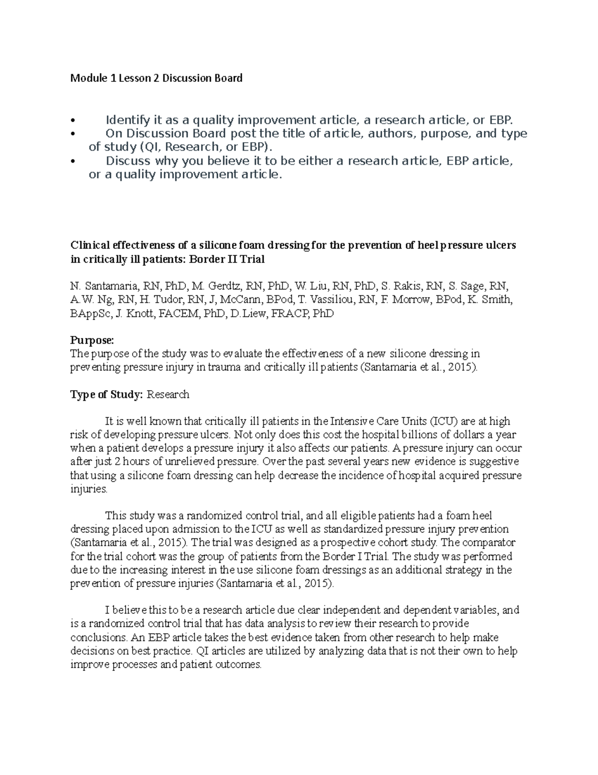 Module 1 Lesson 2 Discussion Board - Module 1 Lesson 2 Discussion Board ...