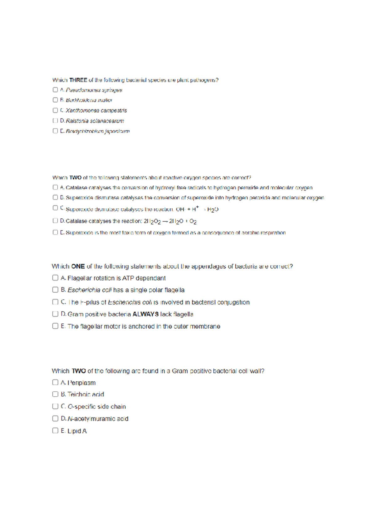 Bacteria MCQs - The aim of this part of the module is to familarise you ...