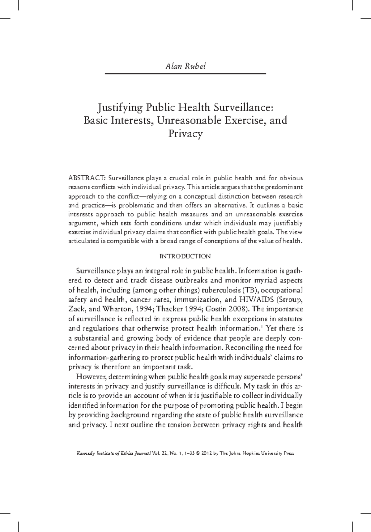fantastic work today - Rubel • Justifying Public HealtH suRveillance ...