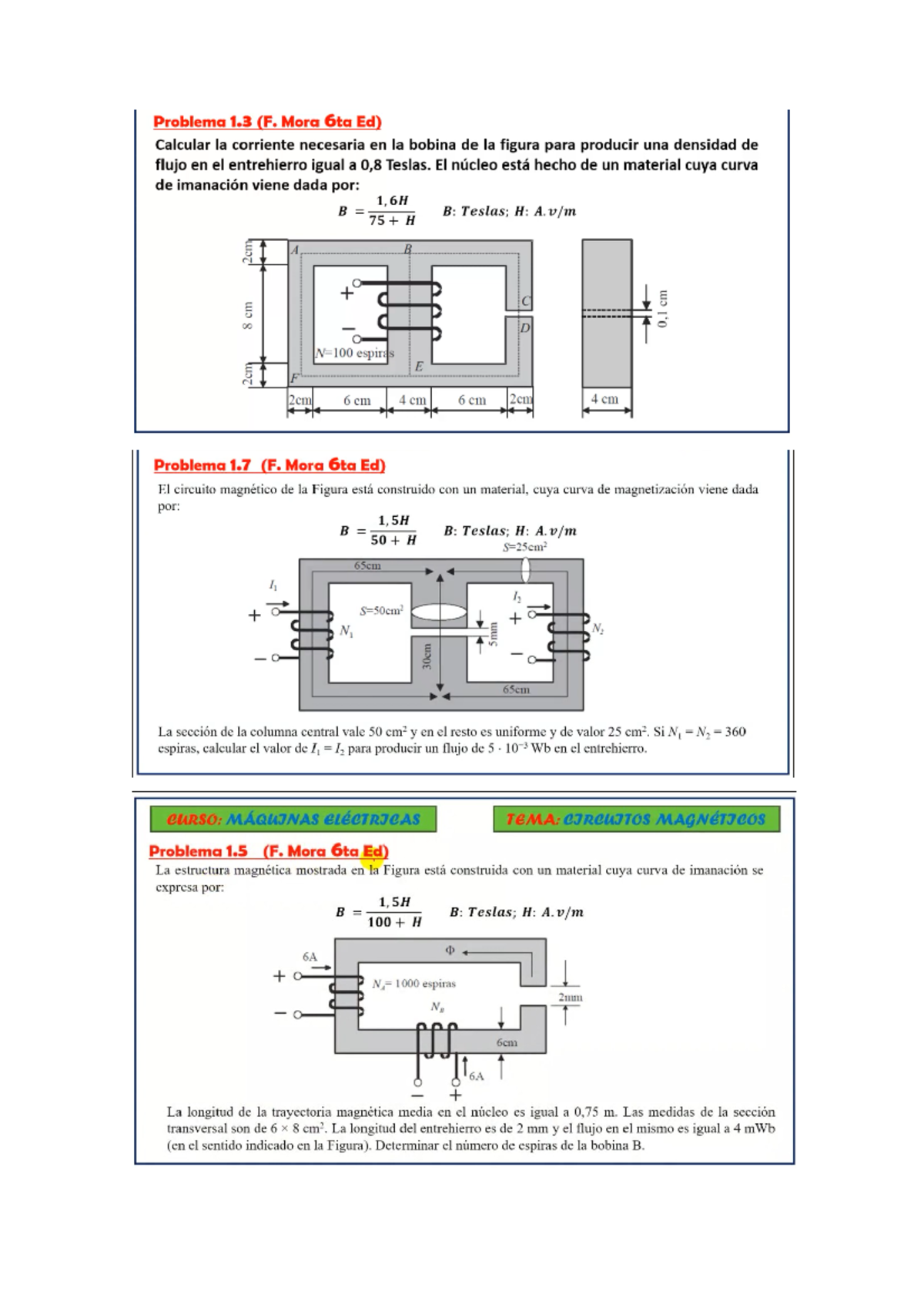 Problemas propuestos de reluctancia magnetismo - teoria de campos ...