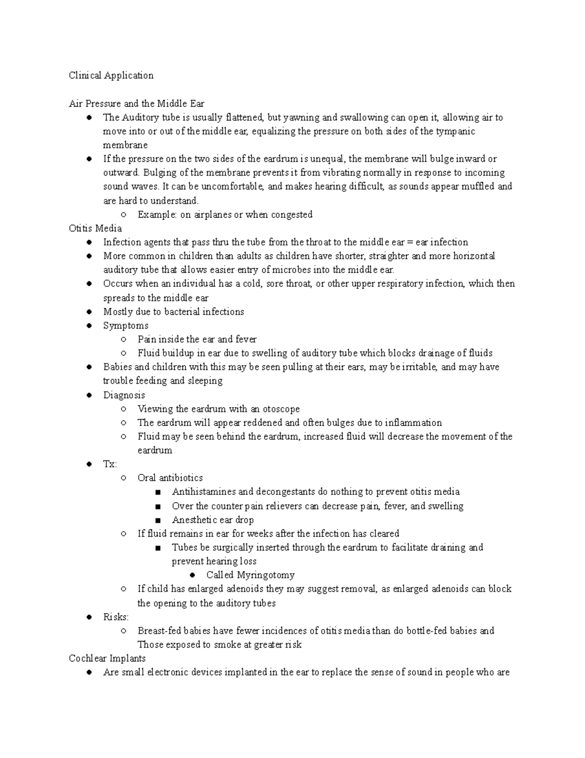 A & P 2 Ear - Clinical applications over the ear and treatments used ...
