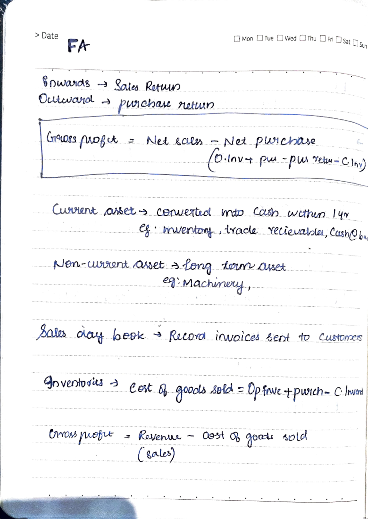 Financial accounting -short notes - Sun Mon Tue Wed Thu Fri Sat t Date ...