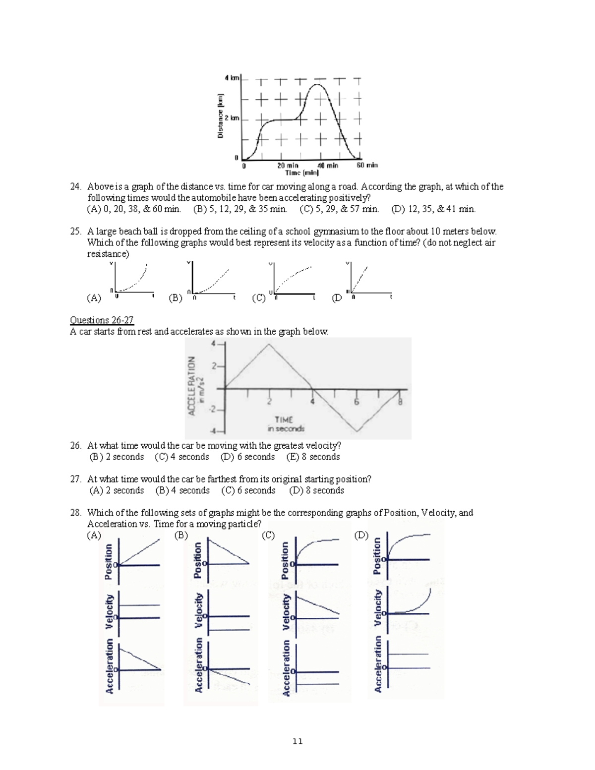 AP Physics 1 Graph Interpretation Worksheet - Above is a graph of the ...