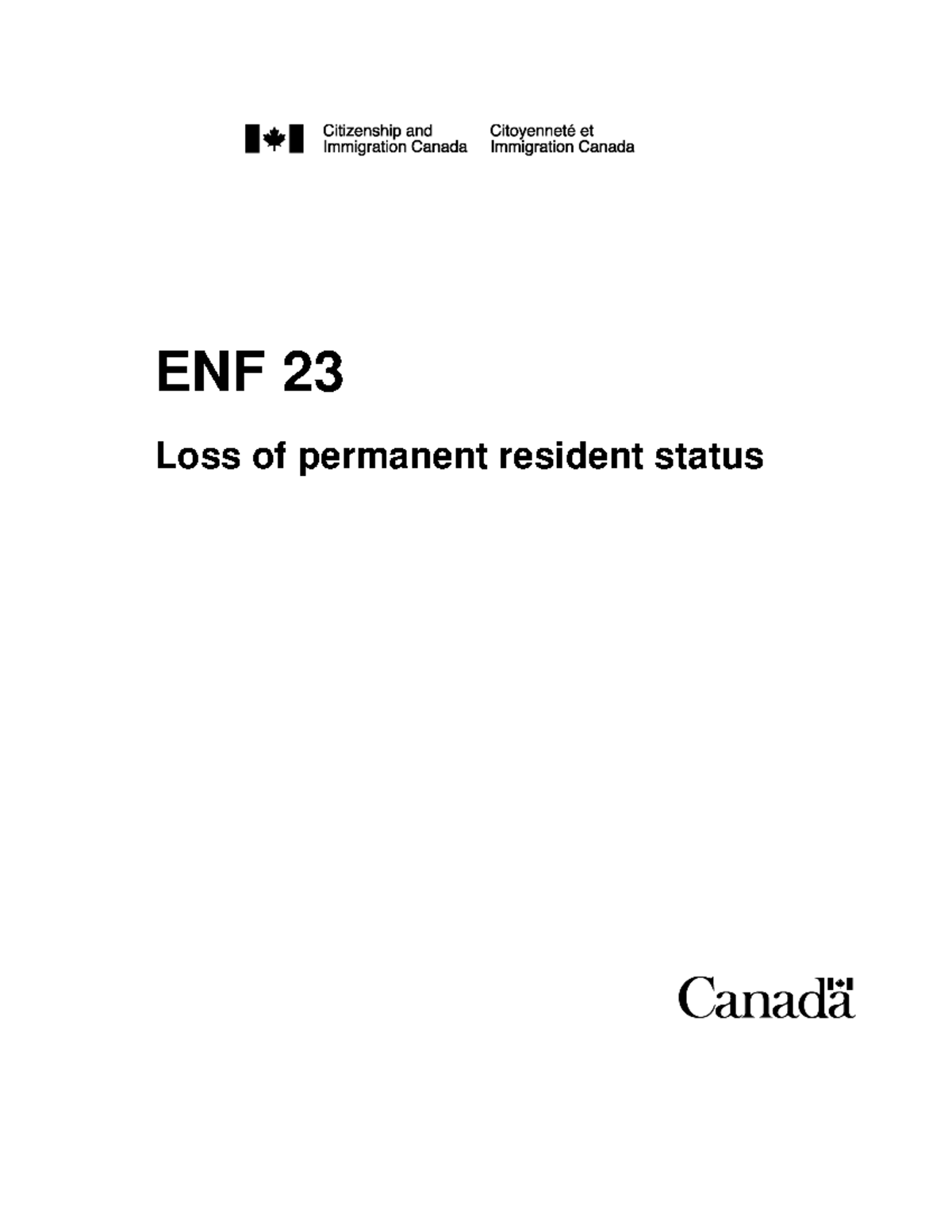 Enf23-eng - Procedures - ENF 23 Loss of permanent resident status 7 ...