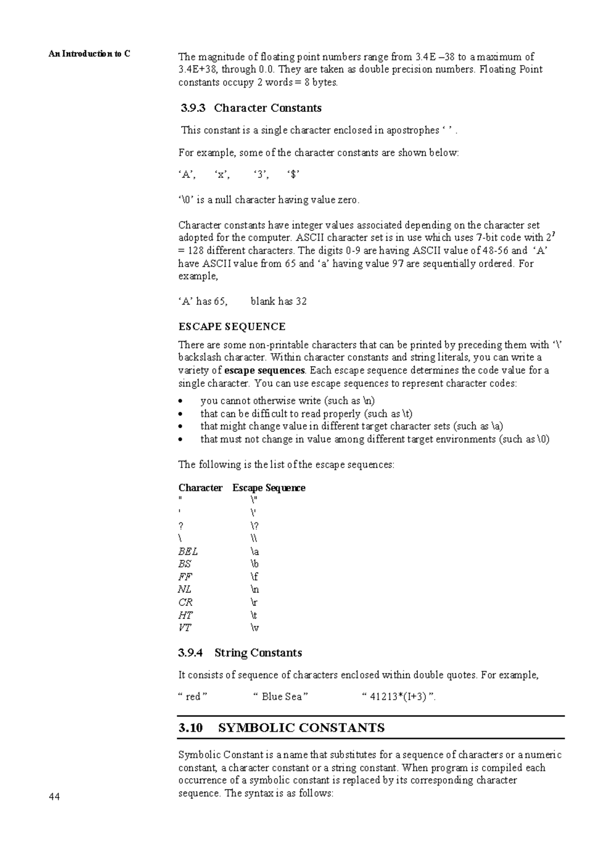 44 - Symbolic constants - An Introduction to C The magnitude of floating point numbers range ...
