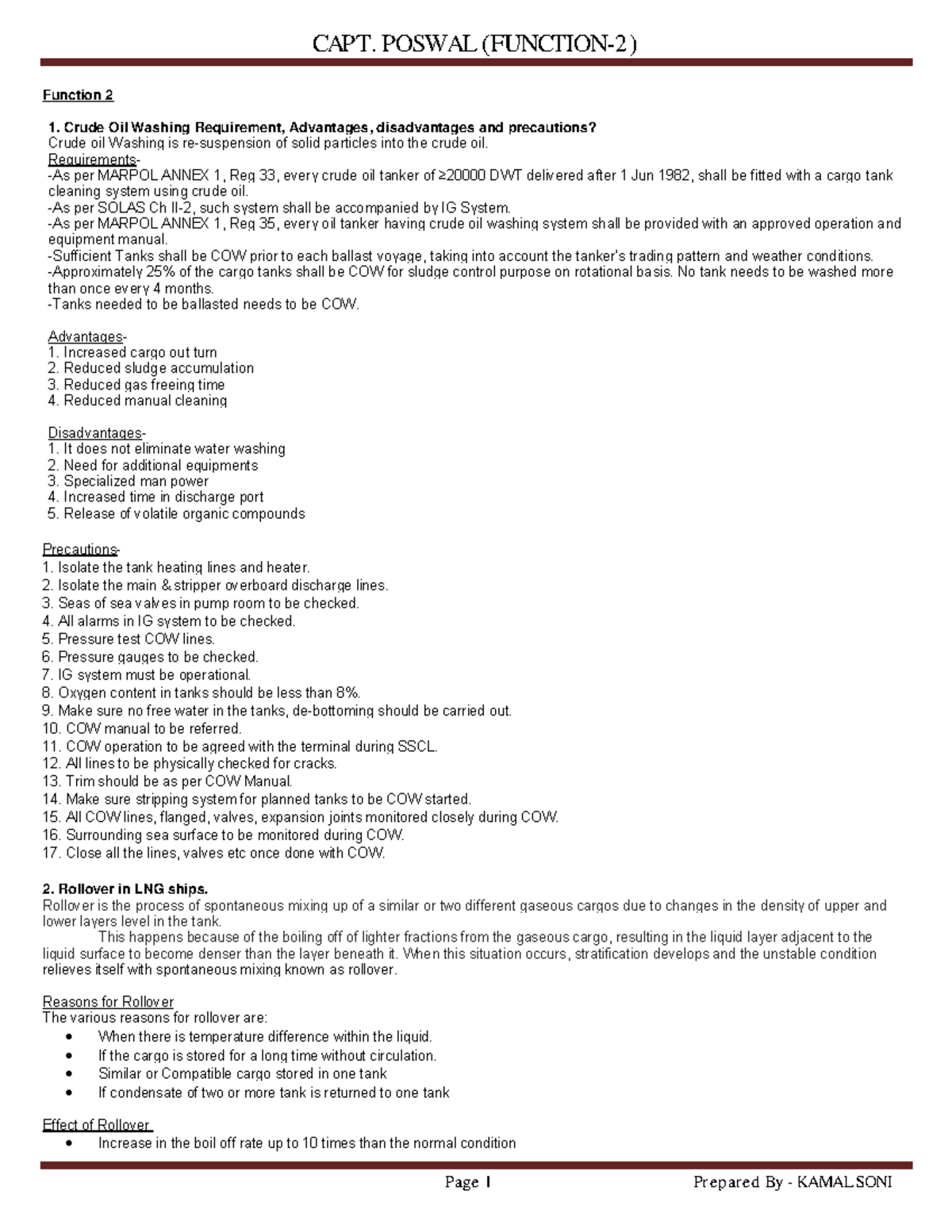 Function 2 - Capt. Poswal - Function 2 Crude Oil Washing Requirement ...