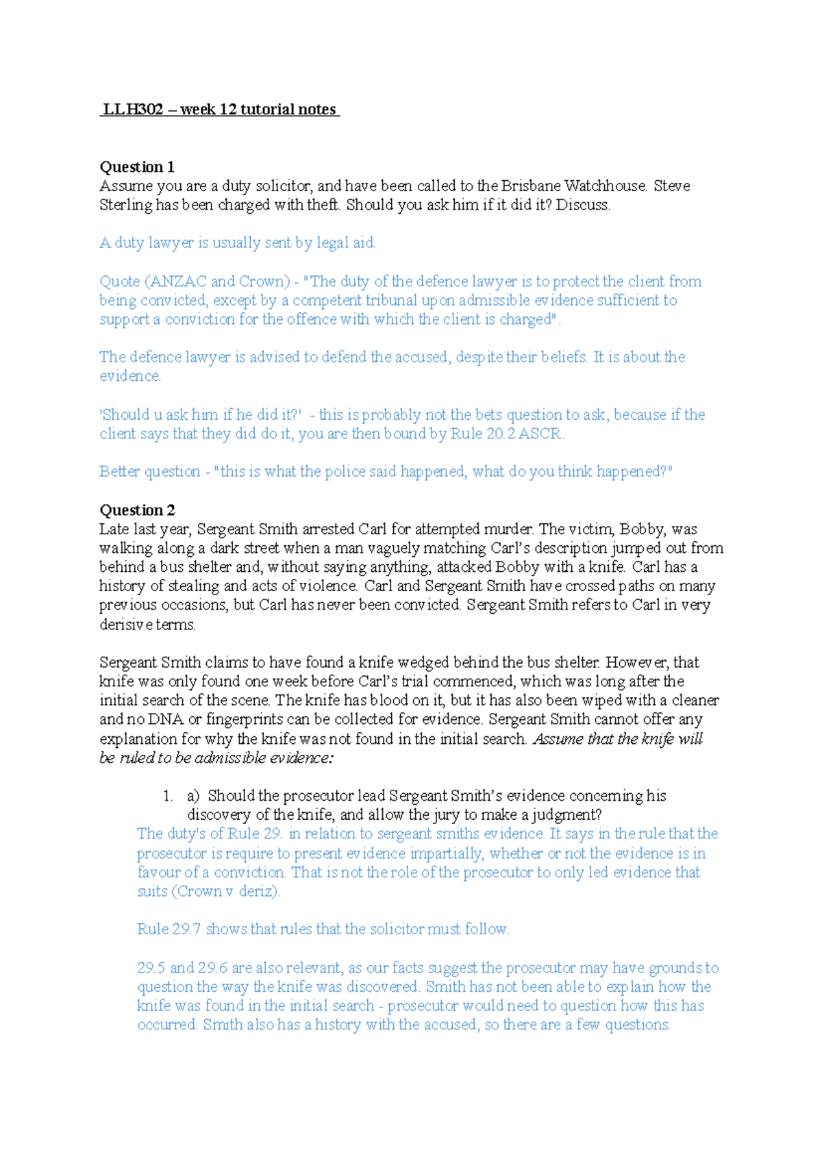 LLH302 week 12 tutorial notes - LLH302 – week 12 tutorial notes ...