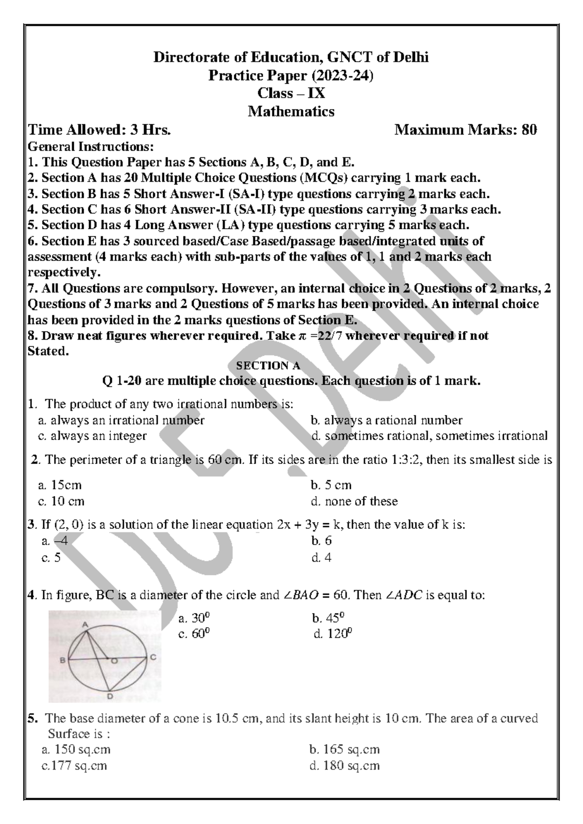 9 math eng pp 2023 24 1 - Directorate of Education, GNCT of Delhi ...