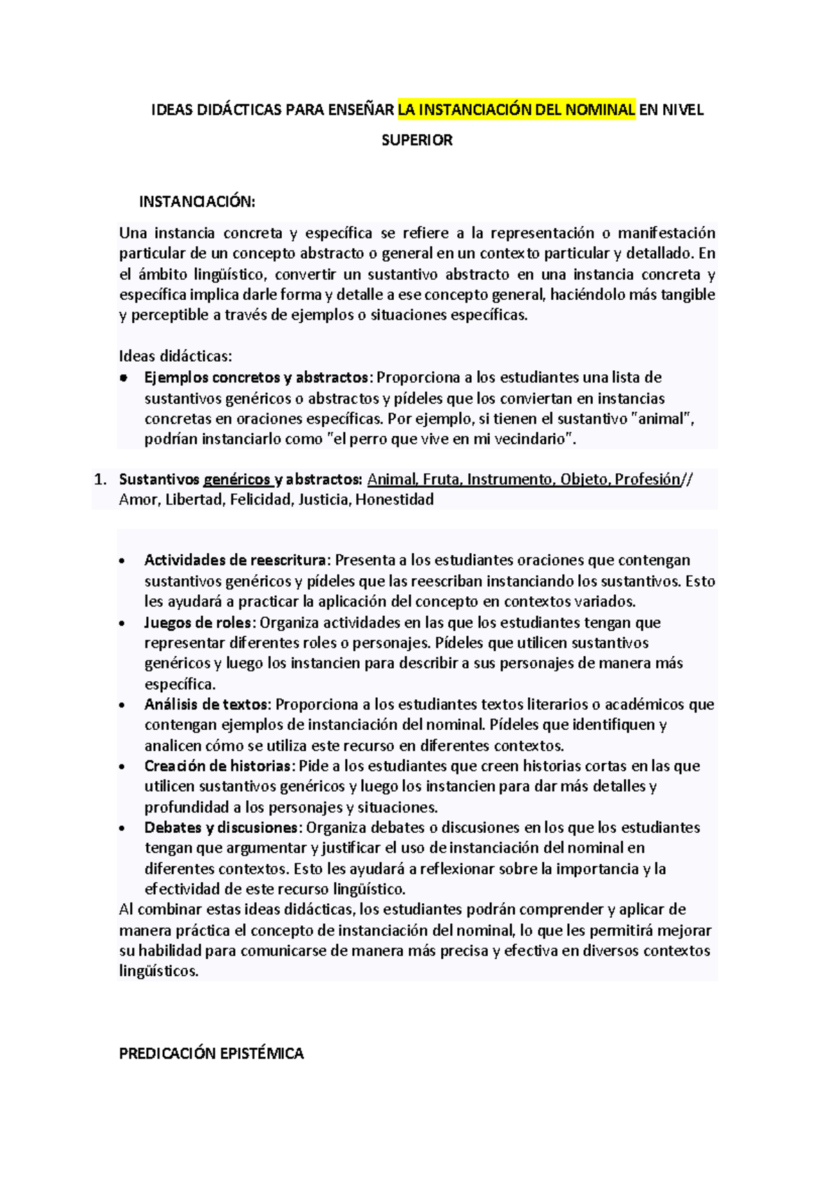 1 Didáctica Instanciación DEL Nominal - IDEAS DIDÁCTICAS PARA ENSEÑAR ...