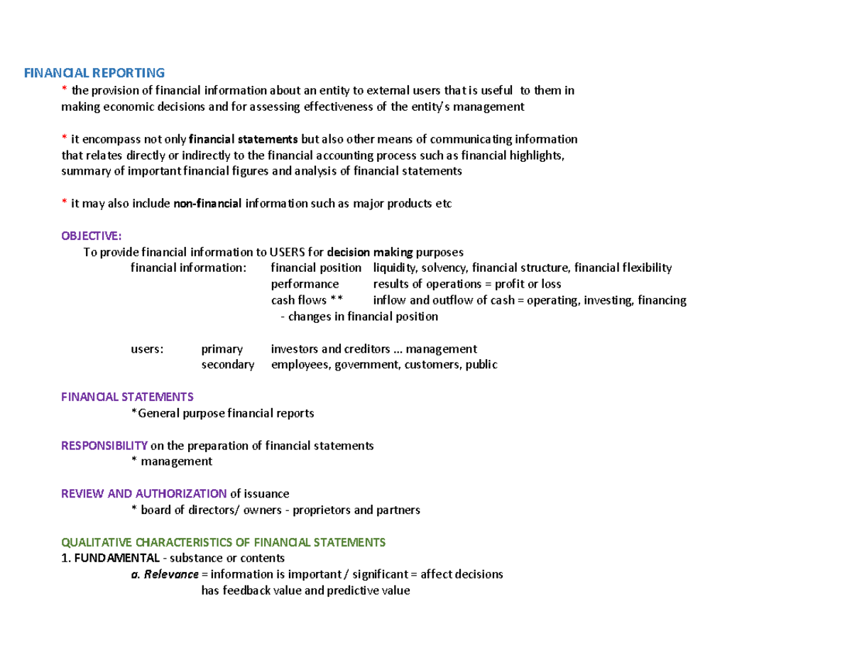 FAR - Practice material and lecture notes - FINANCIAL REPORTING the ...