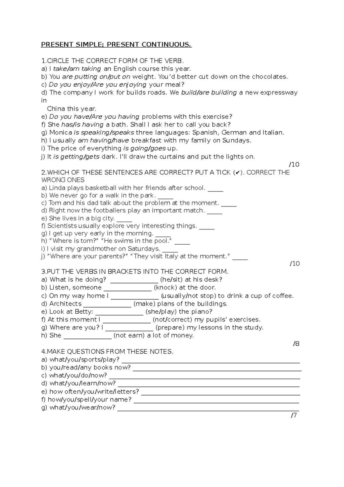 Present Simplecontinuous - PRESENT SIMPLE; PRESENT CONTINUOUS. 1 THE ...